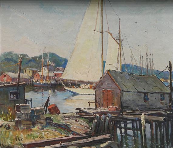 Otis Cook | Gloucester Boat Shack (1952) | MutualArt