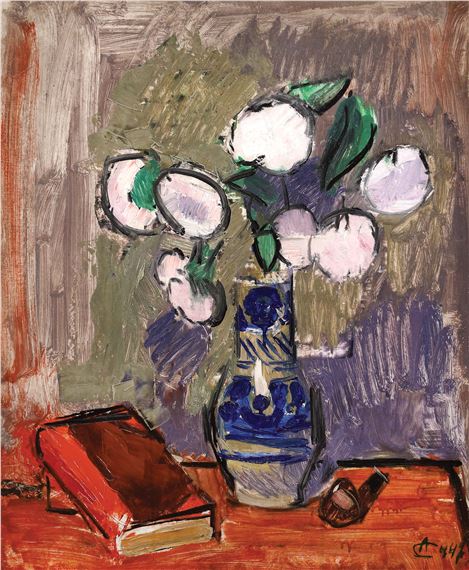 Alexandru Ciucurencu | Still Life with Pipe and Jug with Carnations ...