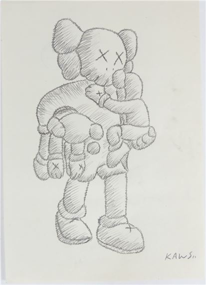 KAWS | Figure holding two children | MutualArt