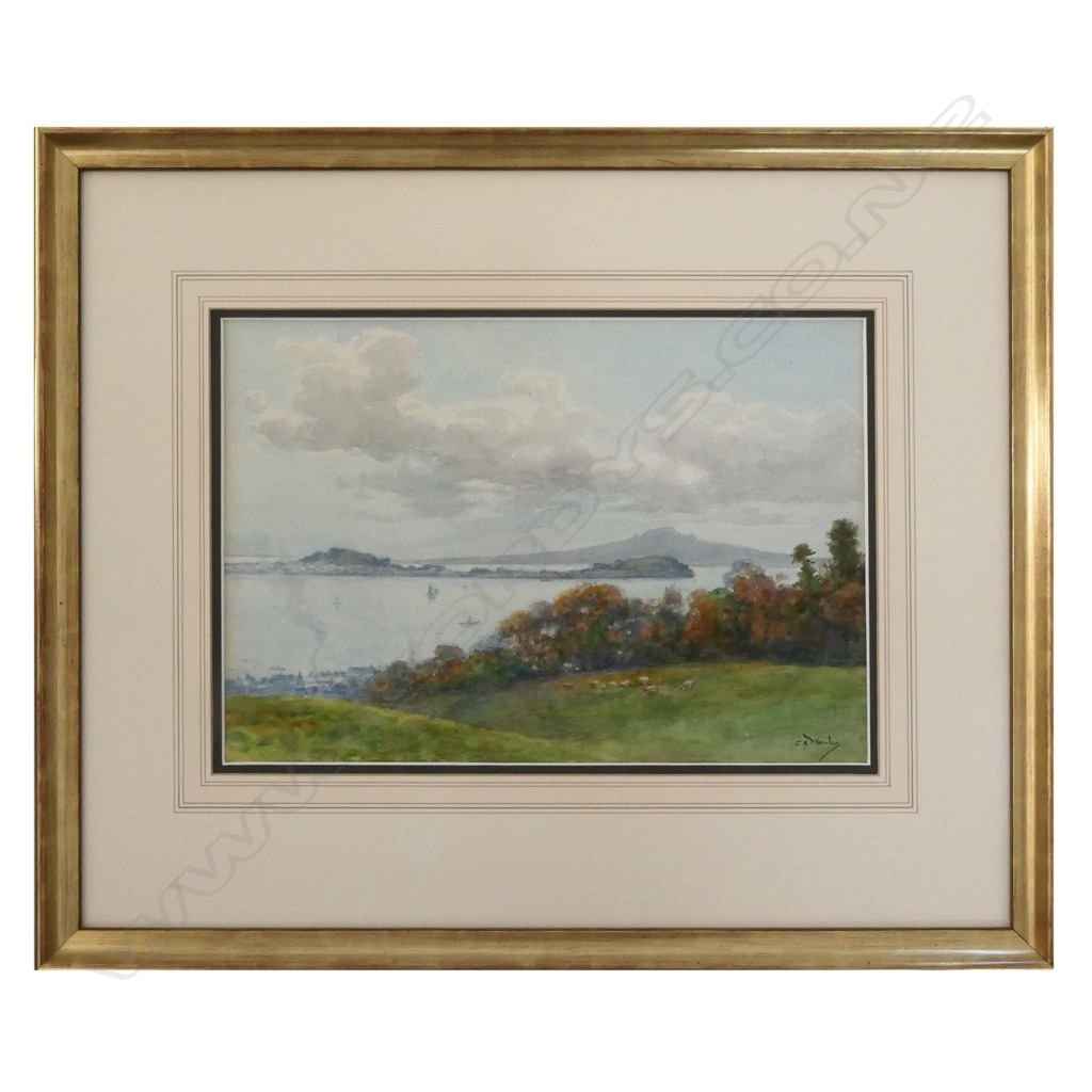 Charles Nathaniel Worsley | View of Auckland Harbour towards Rangitoto ...