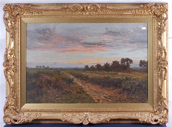 Daniel Sherrin | Extensive landscape with figures resting and sheep ...