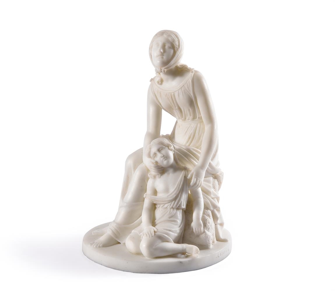 Joseph Gott | A CARVED MARBLE FIGURE OF 'HAGAR AND ISHMAEL' | MutualArt