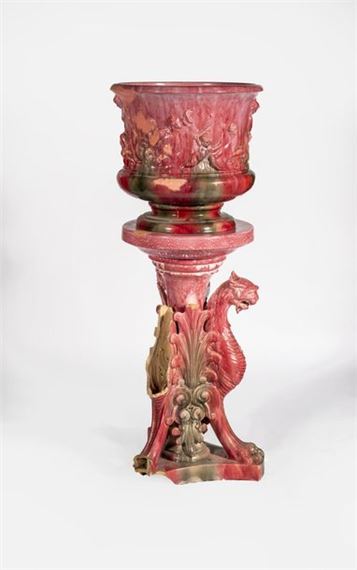 Clément Massier | Important planter on pedestal and its base formed of ...