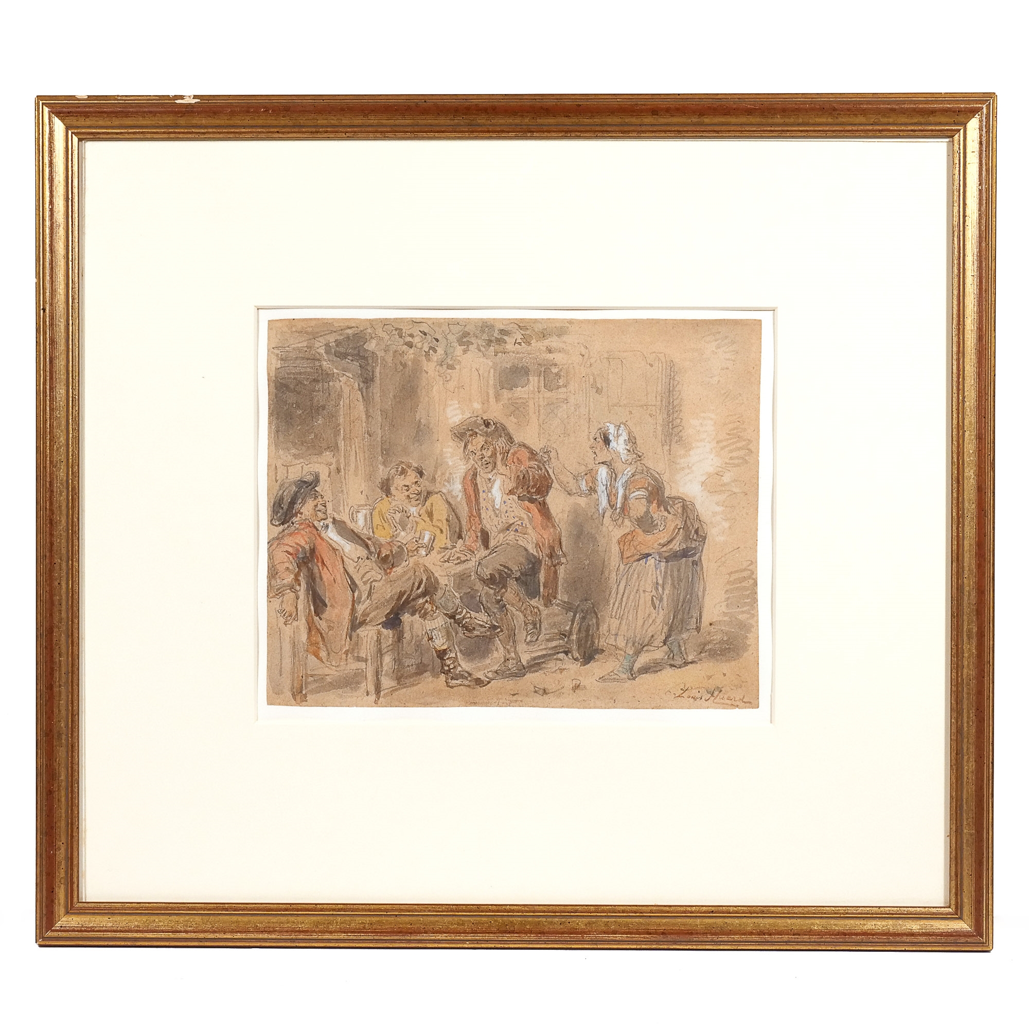 Louis Huard | Showing a scene of three men drinking | MutualArt