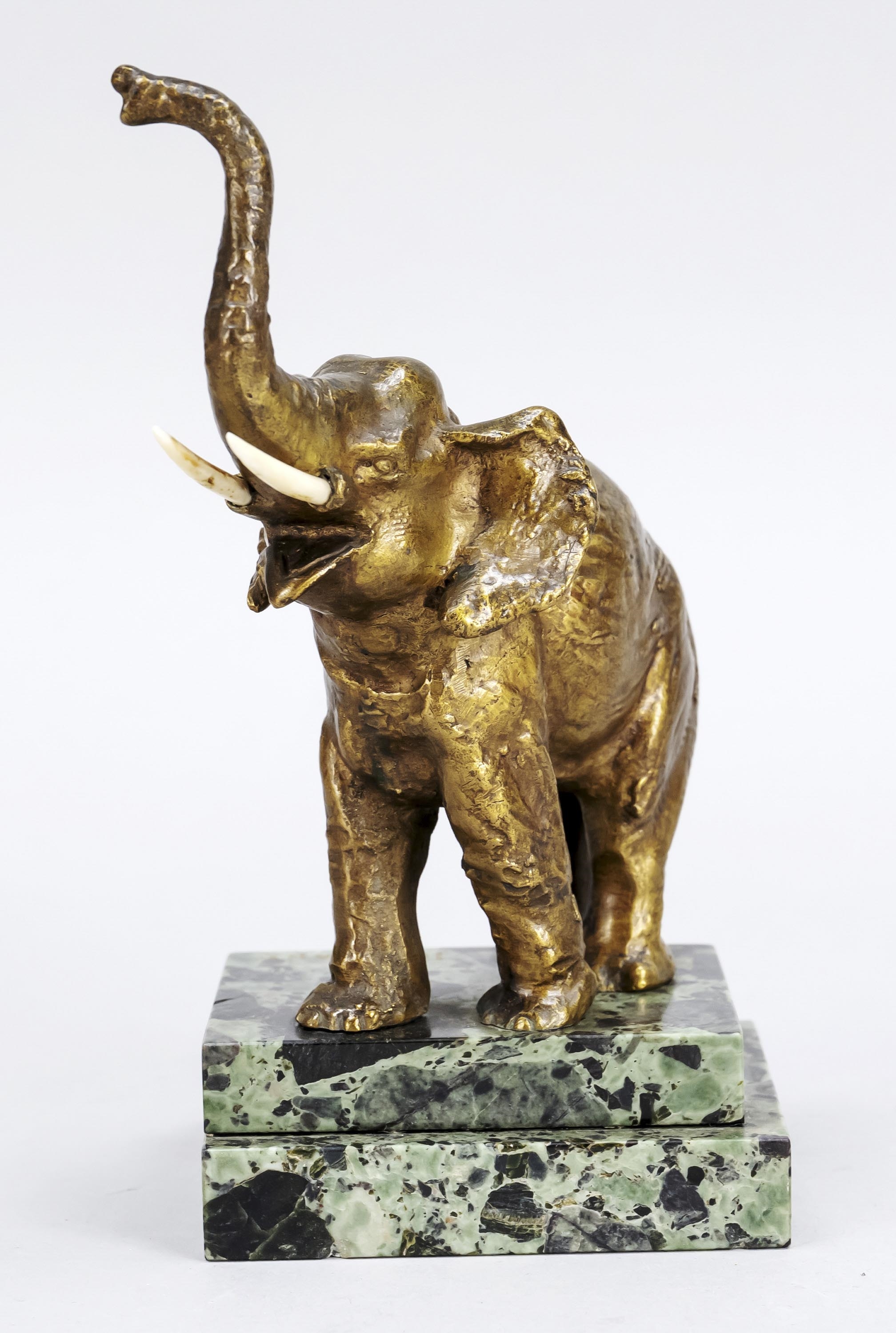 Irénée Rochard | elephant with raised trunk and bony tusks | MutualArt