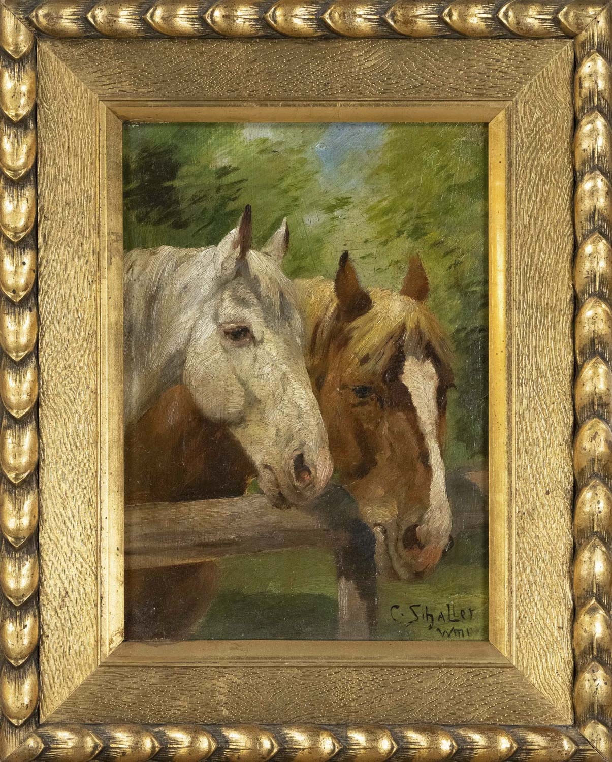 Carl Schaller | portrait of two horses | MutualArt