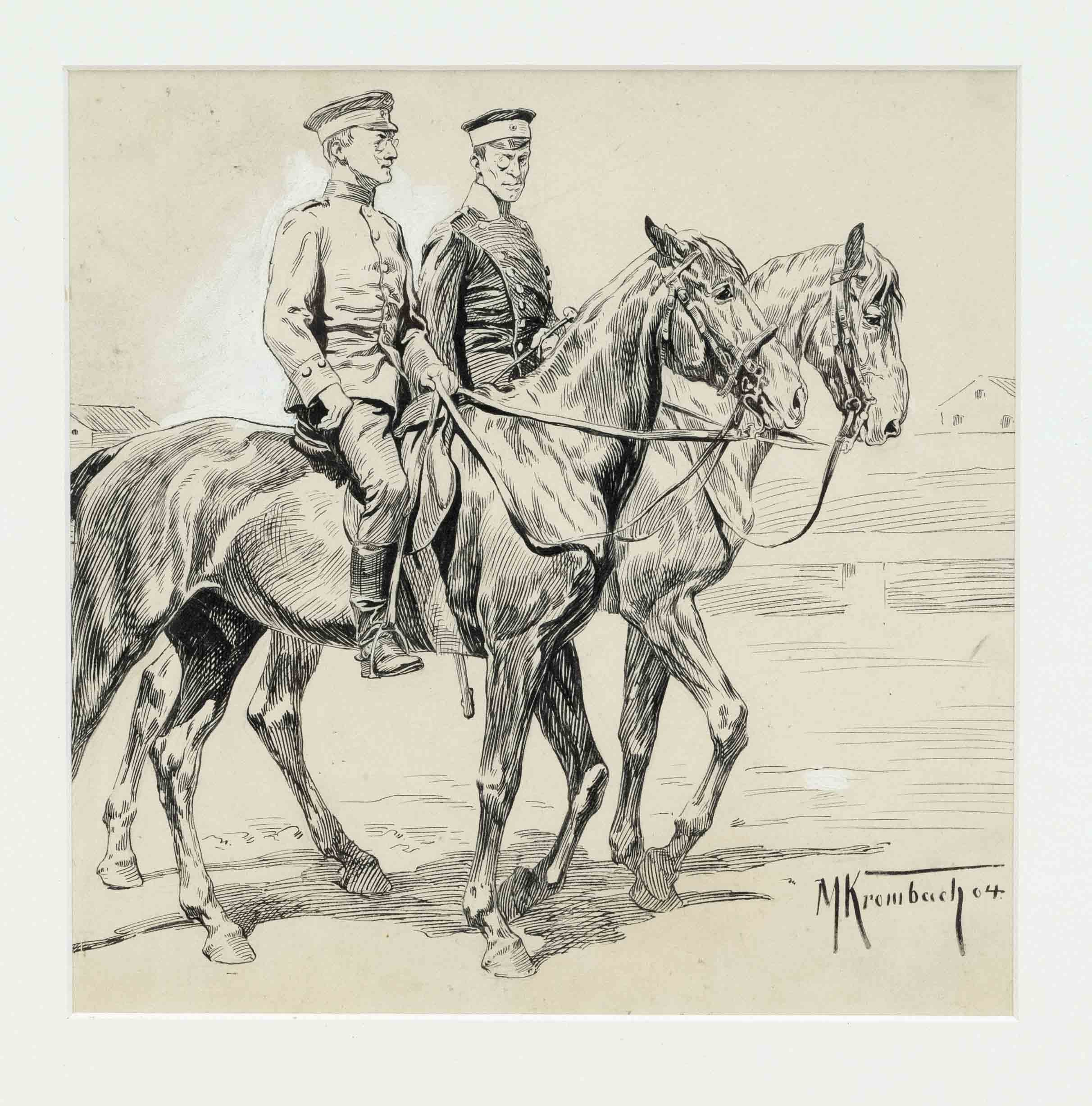 Max Krombach | two military men on horseback | MutualArt