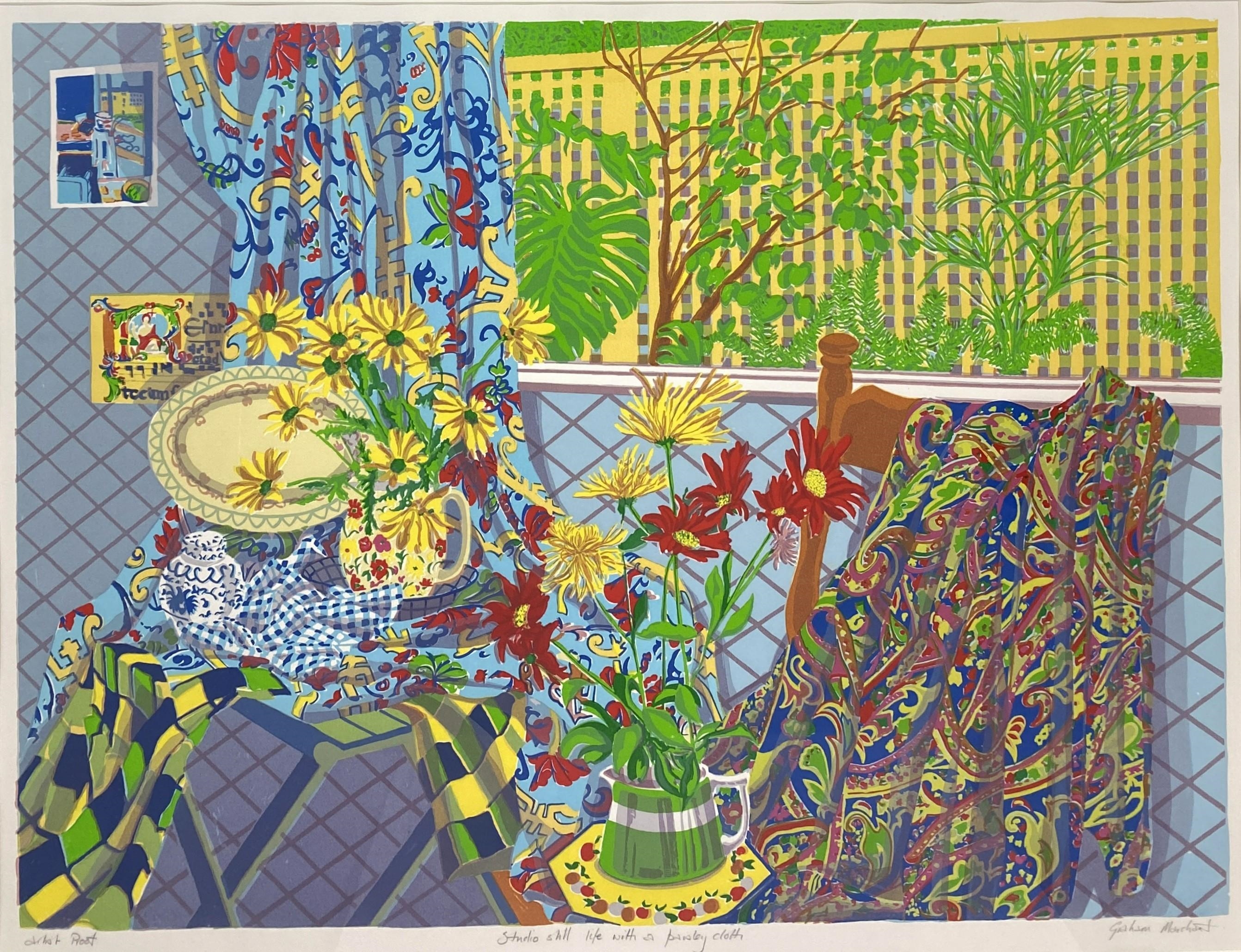 Graham Marchant | Studio Still Life with Paisley Cloth | MutualArt