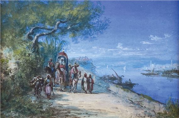 Paul B. Pascal | Caravan on the Riverbank (1879) | Artwork performance ...