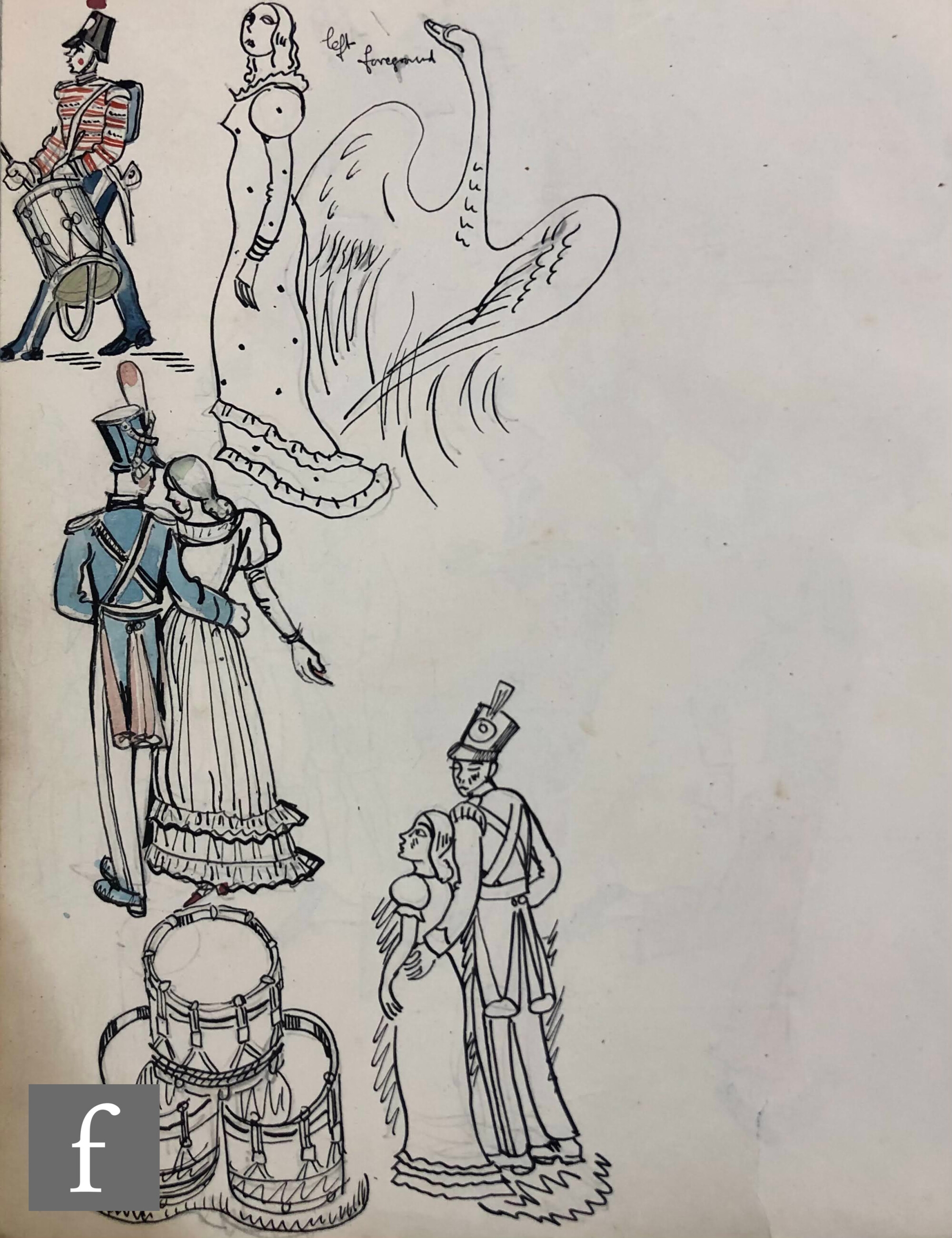 Albert Wainwright | A sketch depicting a line of dancing boys in red ...