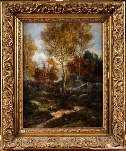 Auguste Allonge | Birches and rocks at the Bas-Bréau in Barbizon ...