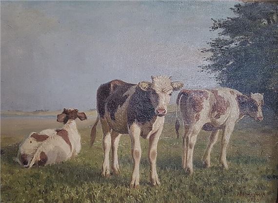 Niels Peter Christiansen | Grazing cows (1920) | MutualArt