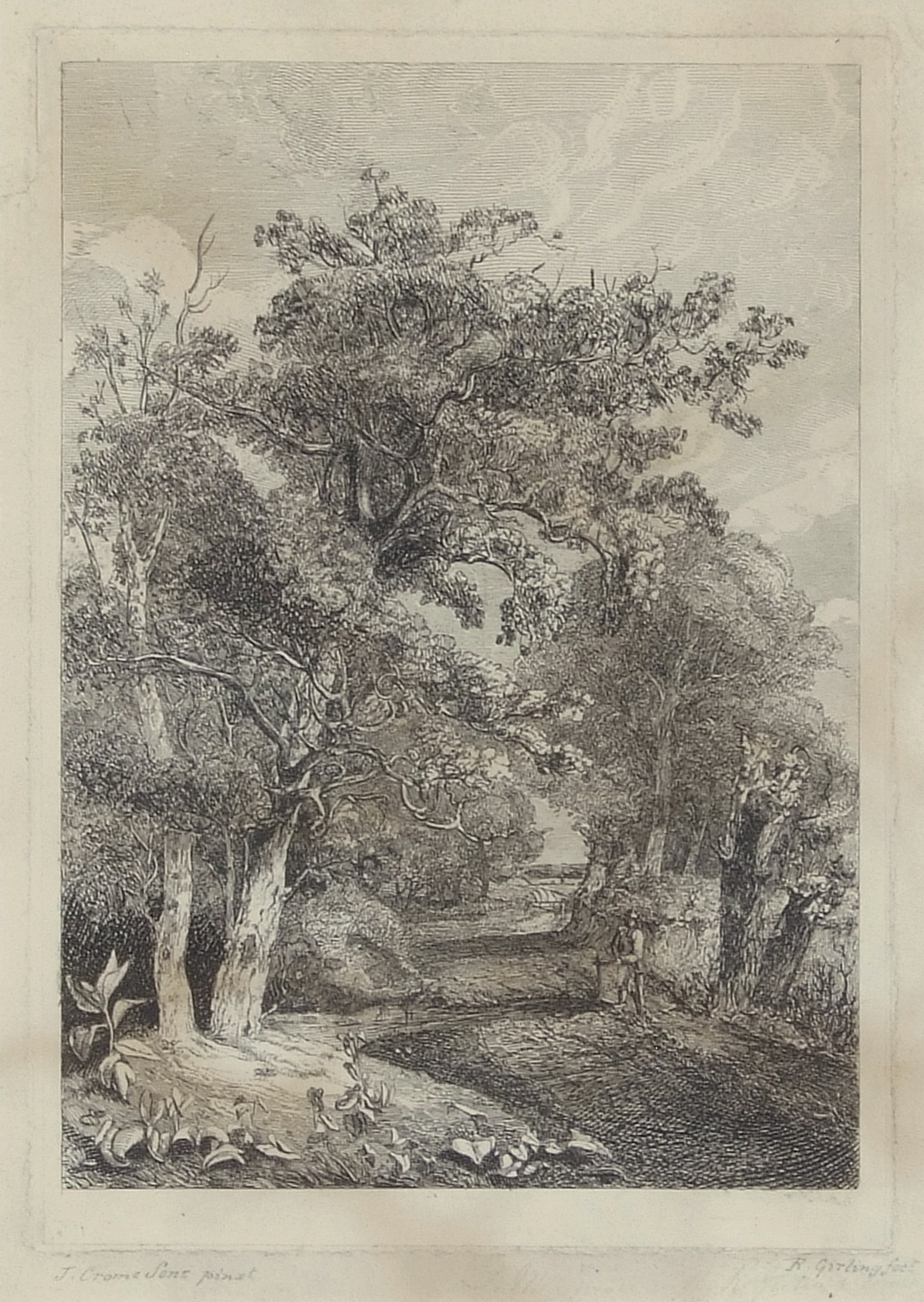 John Crome | A woodland scene with a figure along a path | MutualArt