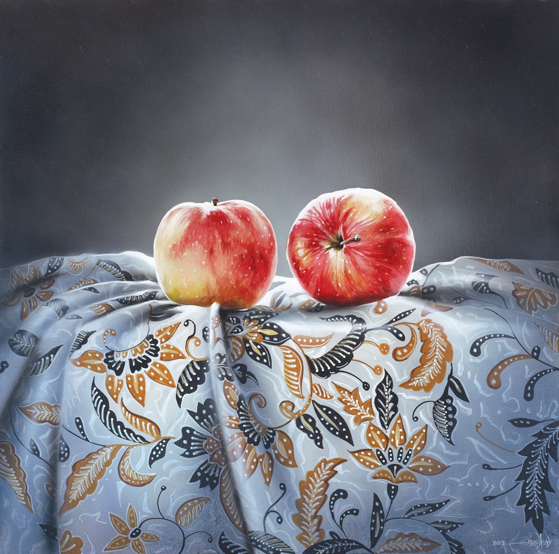 Tony Ng Chit Keong | Still Life Double Apple On Batik (2019) | MutualArt