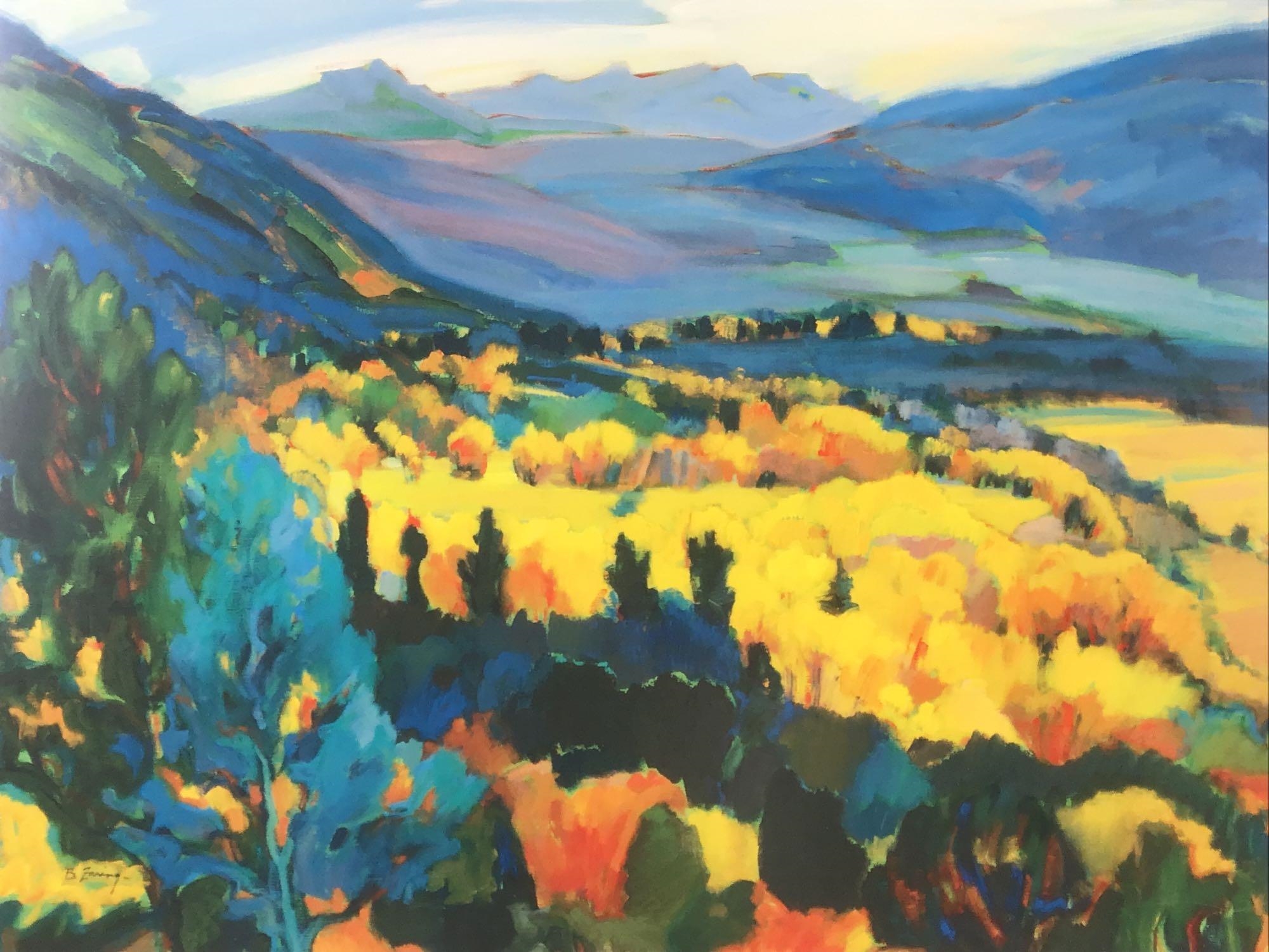 Barbara Zaring | Mountain landscape with bright yellow foreground ...