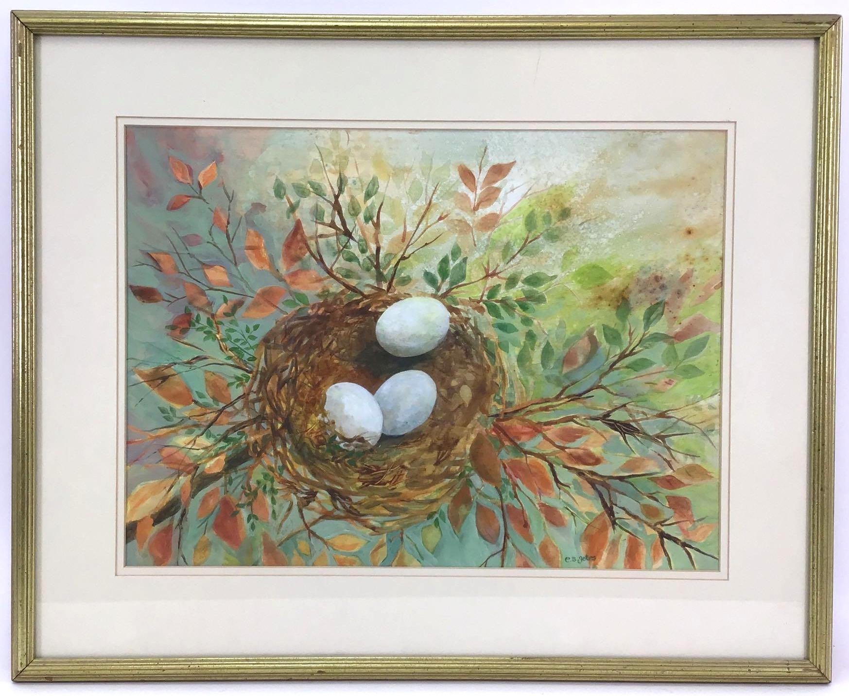 Elizabeth Gates | Still lifes of bird nests with eggs | MutualArt