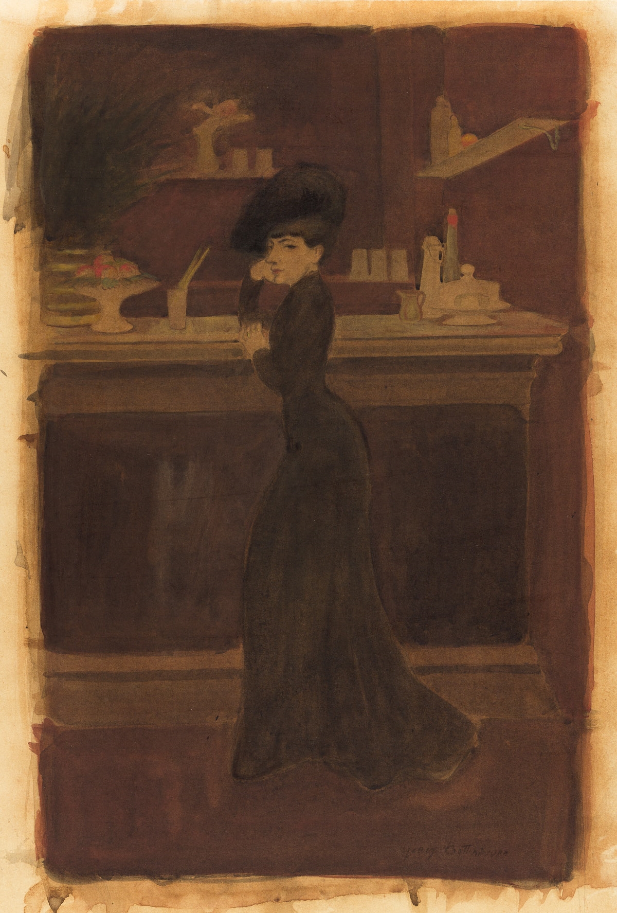 George Bottini | Femme au bar (Circa 1905) | MutualArt