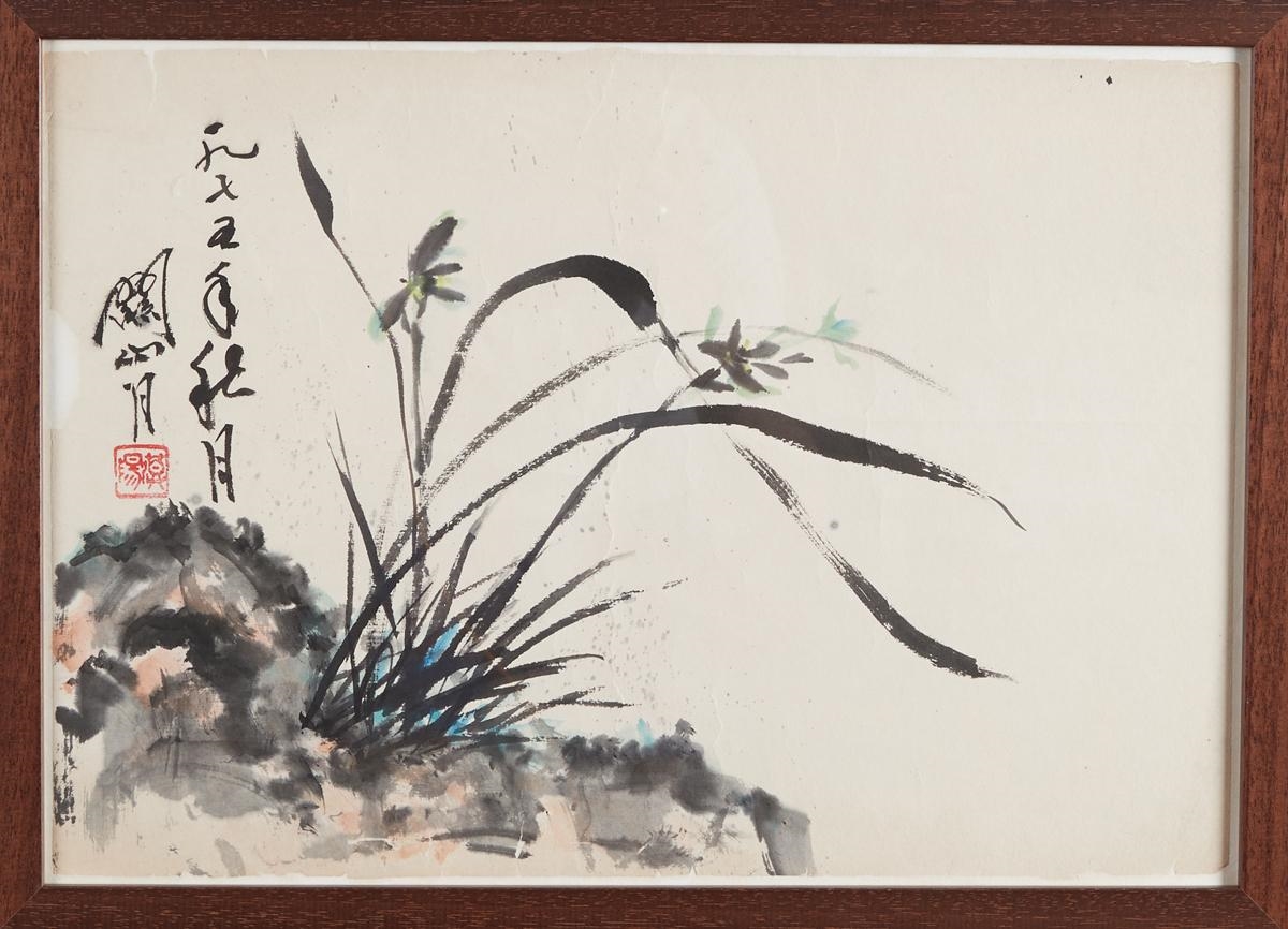 Guan Shanyue | A Chinese Painting of Orchid and Rock (Guan Shanyue Mark ...