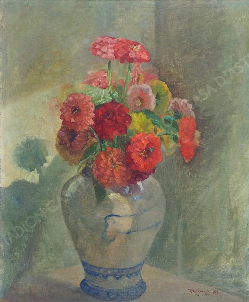 Romano Rossini | Fiori rossi nel vaso | MutualArt