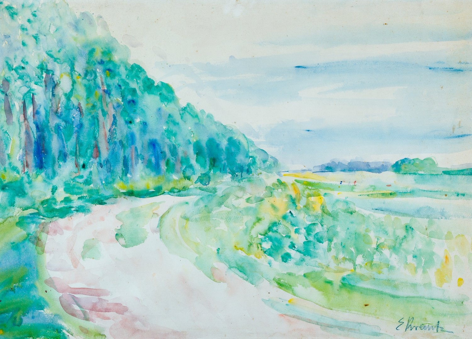 Ernst Krantz | Landschaft mit Wald u. Sandweg | MutualArt