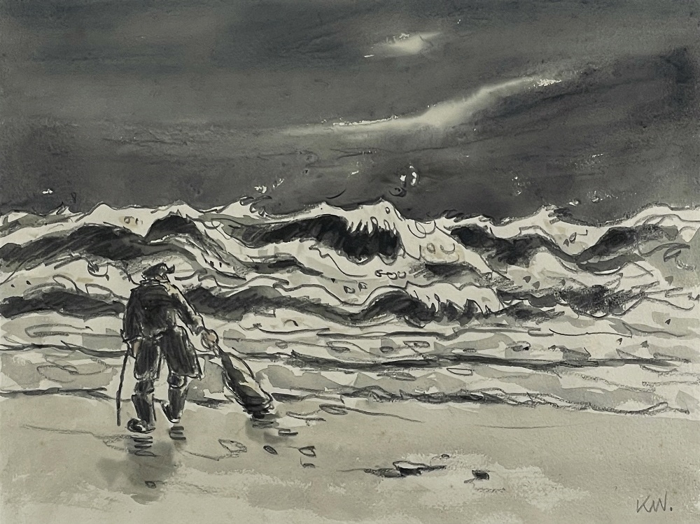 Kyffin Williams | Old Eryri farmstead with trees (Circa 1970) | MutualArt