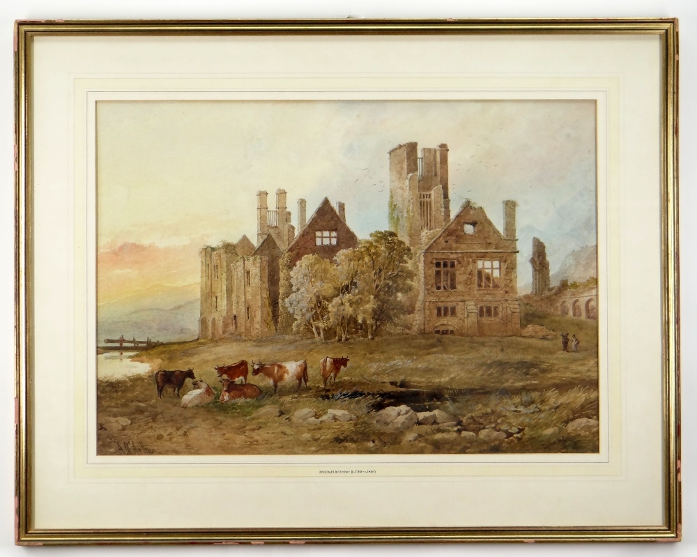 Archibald Mcarthur | Cattle grazing and figures with the ruins of Neath ...