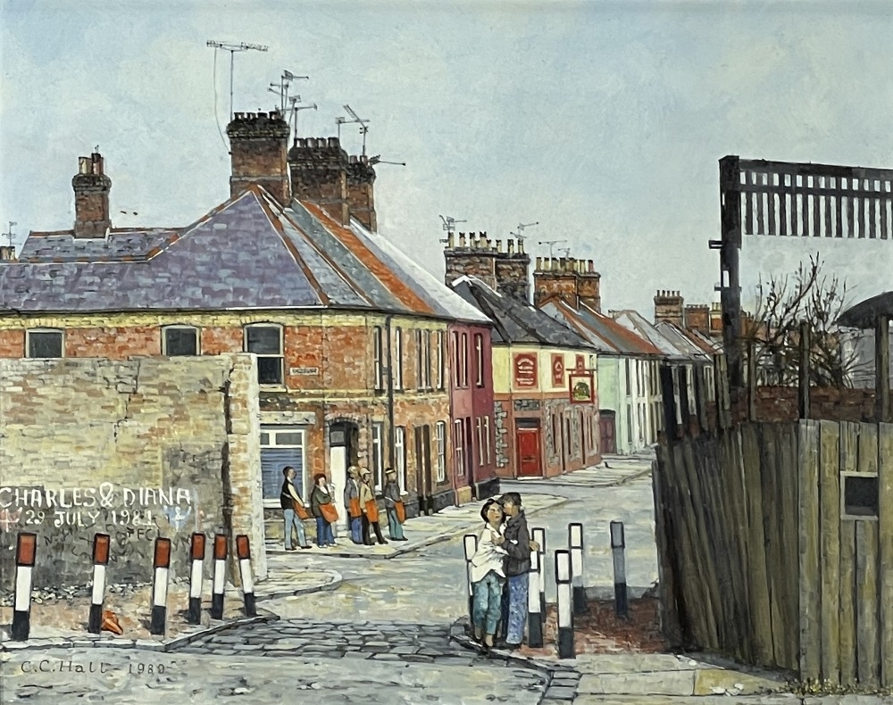 Christopher Compton‏ Hall | Cardiff street scene with figures and ...