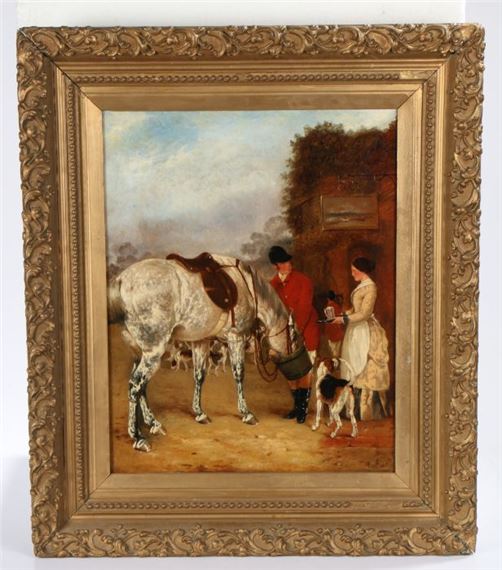Sylvester Martin | Huntsman horse and hounds outside an inn (1855 ...