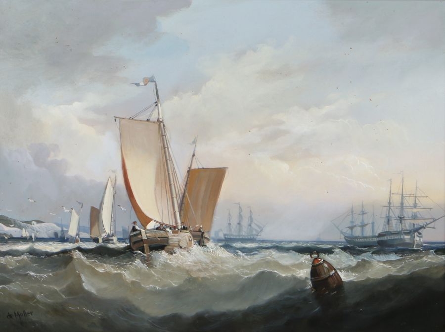 Andre de Moller | British naval ships and other boats in choppy waters ...