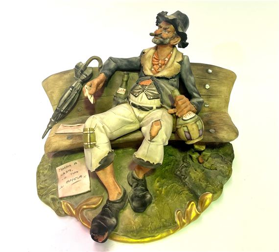 W. Lavrelli | A Capodimonte, Italy Ceramic Figure of a Tramp Drinking ...