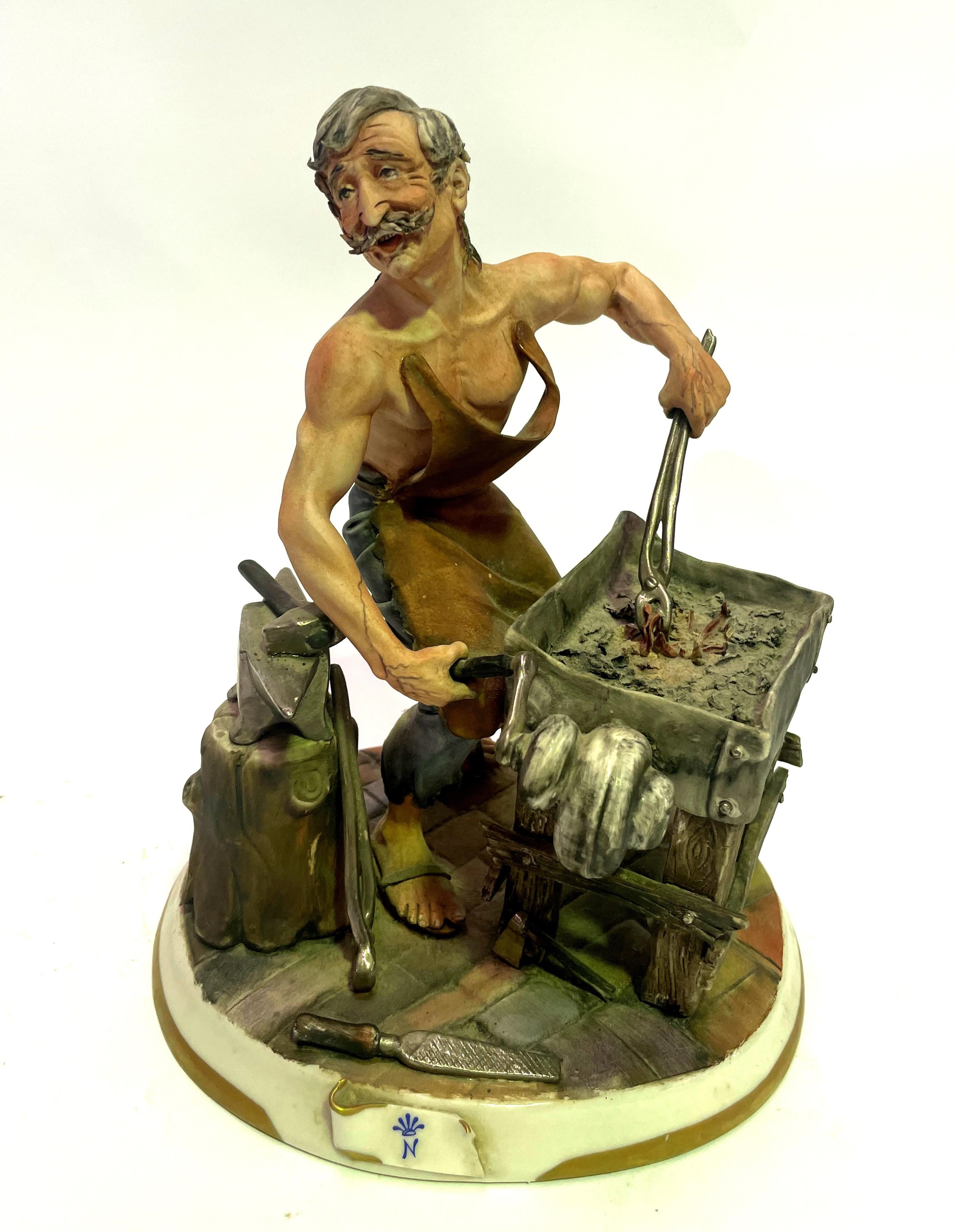 M. Lory | A Capodimonte, Italy Ceramic Figure of a Blacksmith | MutualArt