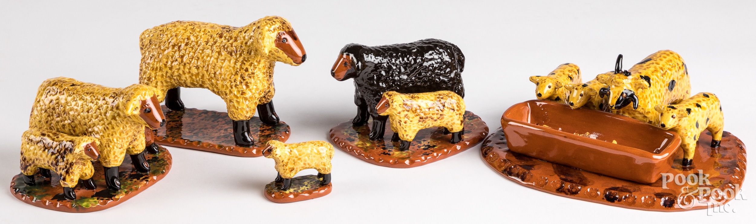 Lester Breininger | Lester Breininger redware figural sheep on bases ...