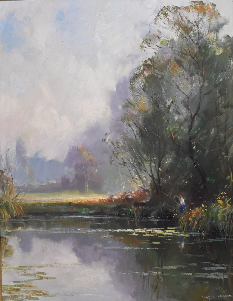 Wayne Beam Morrell | “Summer Mist” fishing | MutualArt