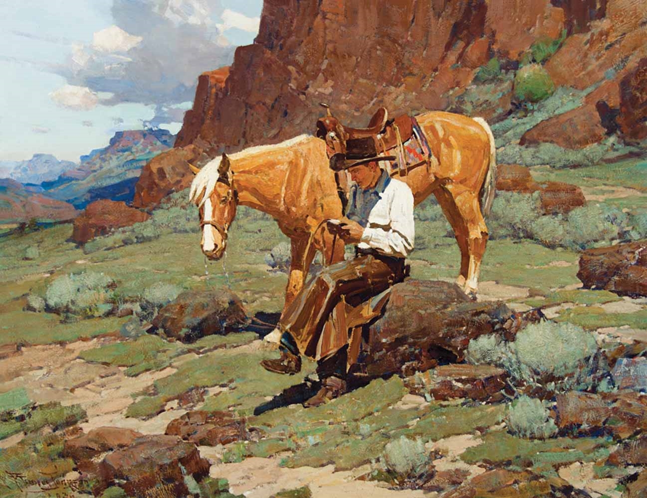 Frank Tenney Johnson | While Trail-Weary Cattle are Sleeping (1936 ...