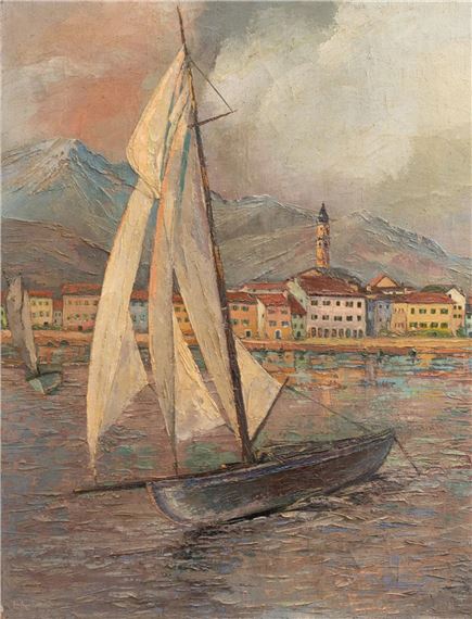 Louis Bonamici | Zeilscheepjes op Alpenmeer | MutualArt