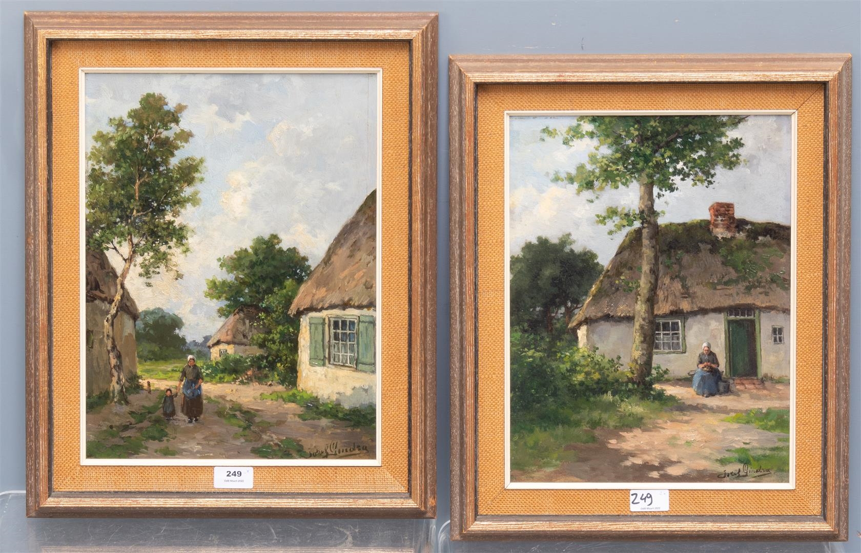 Jozef Gindra | Boerin op landweg en boerin voor boerderijtje | MutualArt