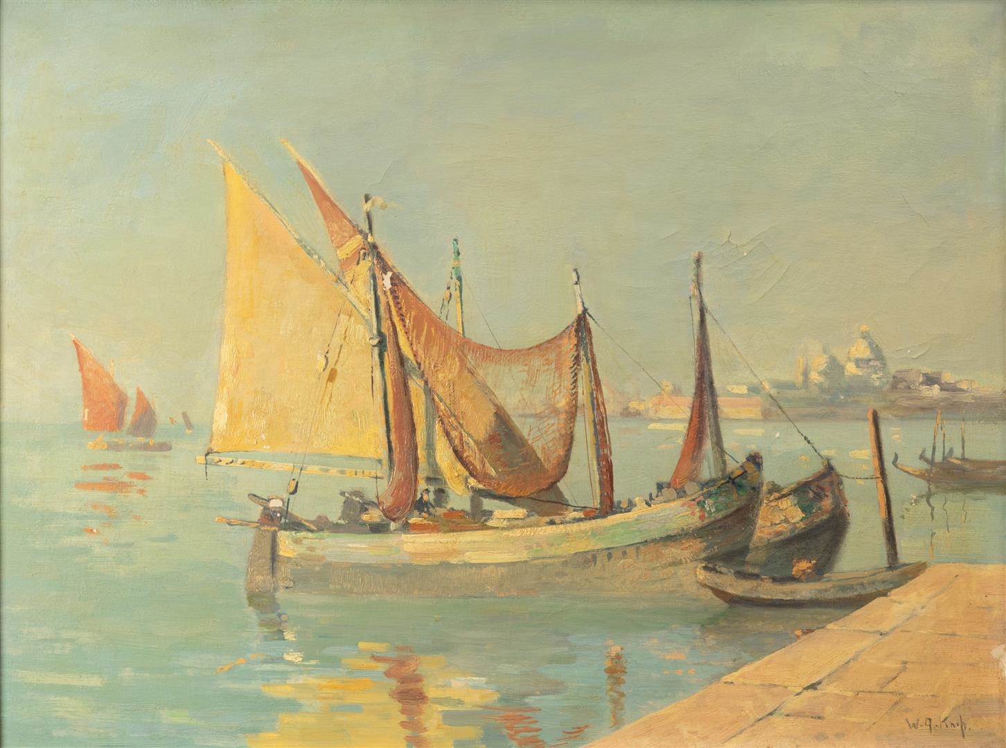 Willem Alexander Knip | Schepen in de Lagune voor Venetië | MutualArt