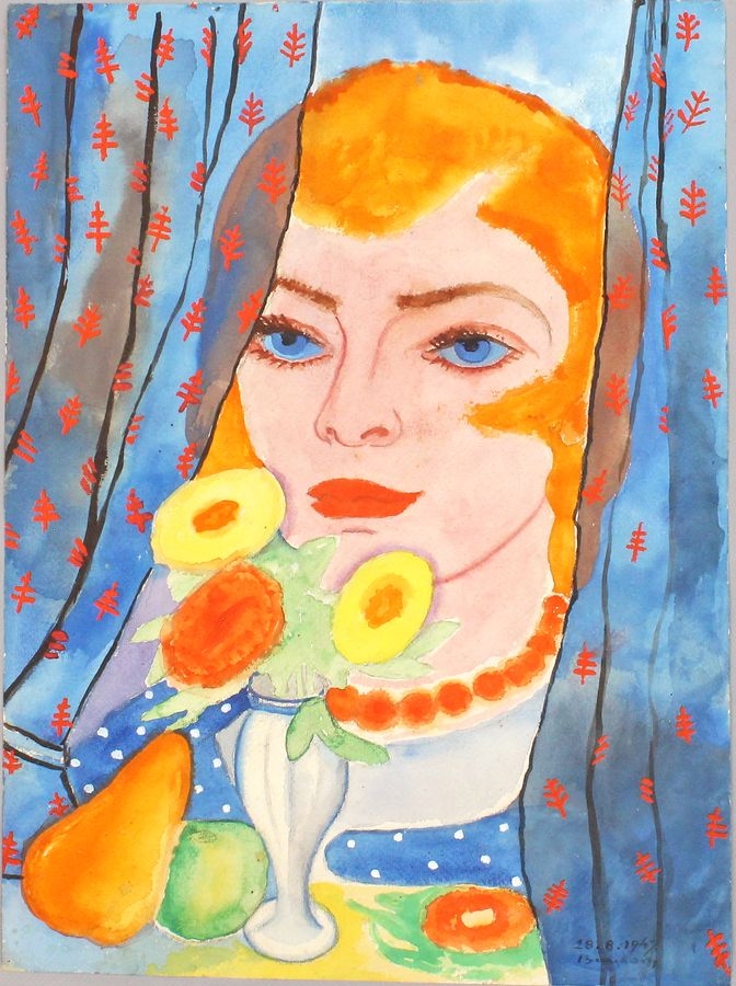 Max Burchartz | Frauenportrait mit Stillleben (1947) | MutualArt