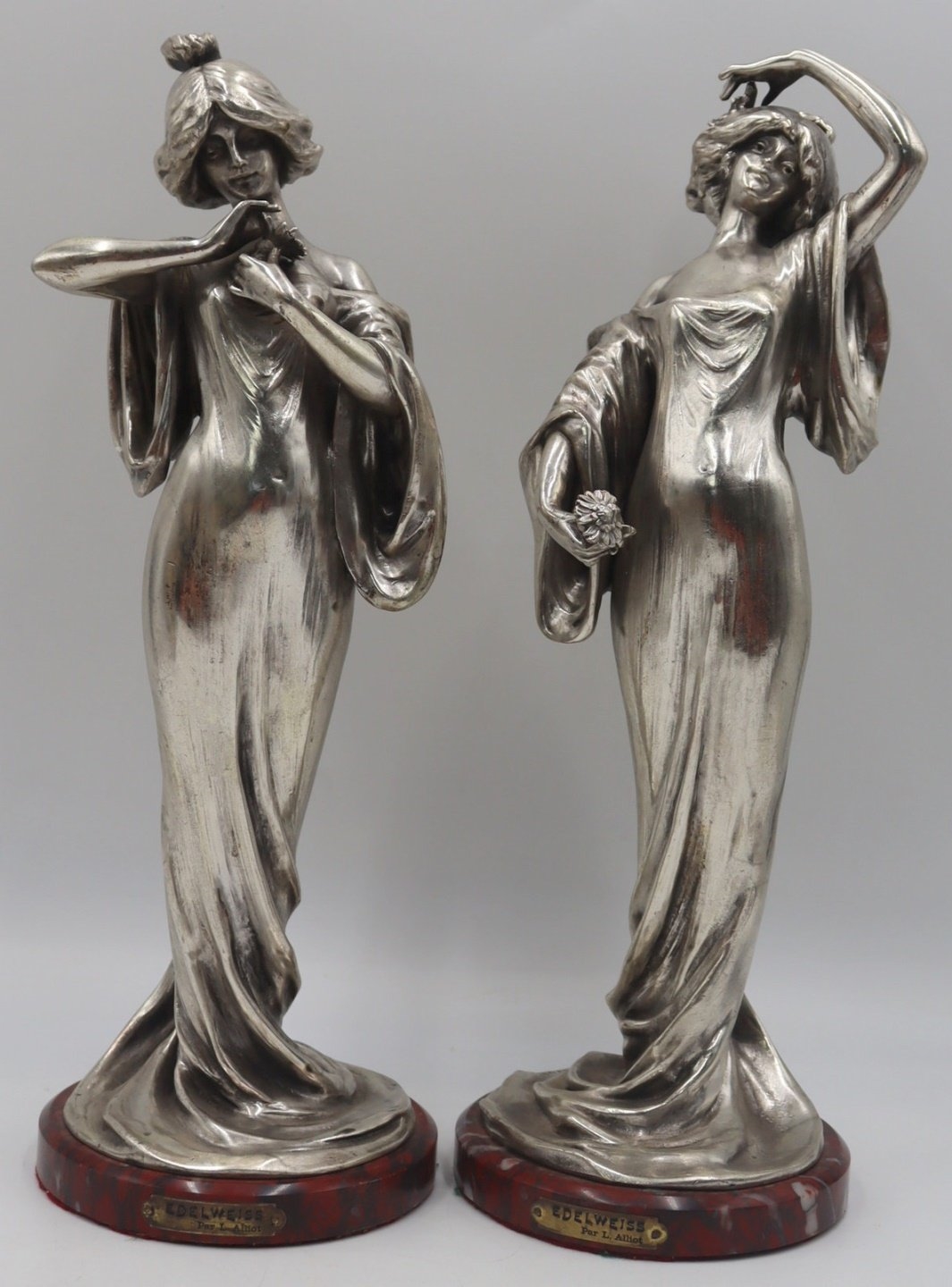Lucien Charles E. Alliot | Alliot silvered bronze Art Nouveau figural ...