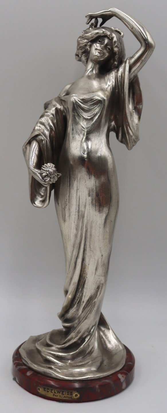 Lucien Charles E. Alliot | Alliot silvered bronze Art Nouveau figural ...