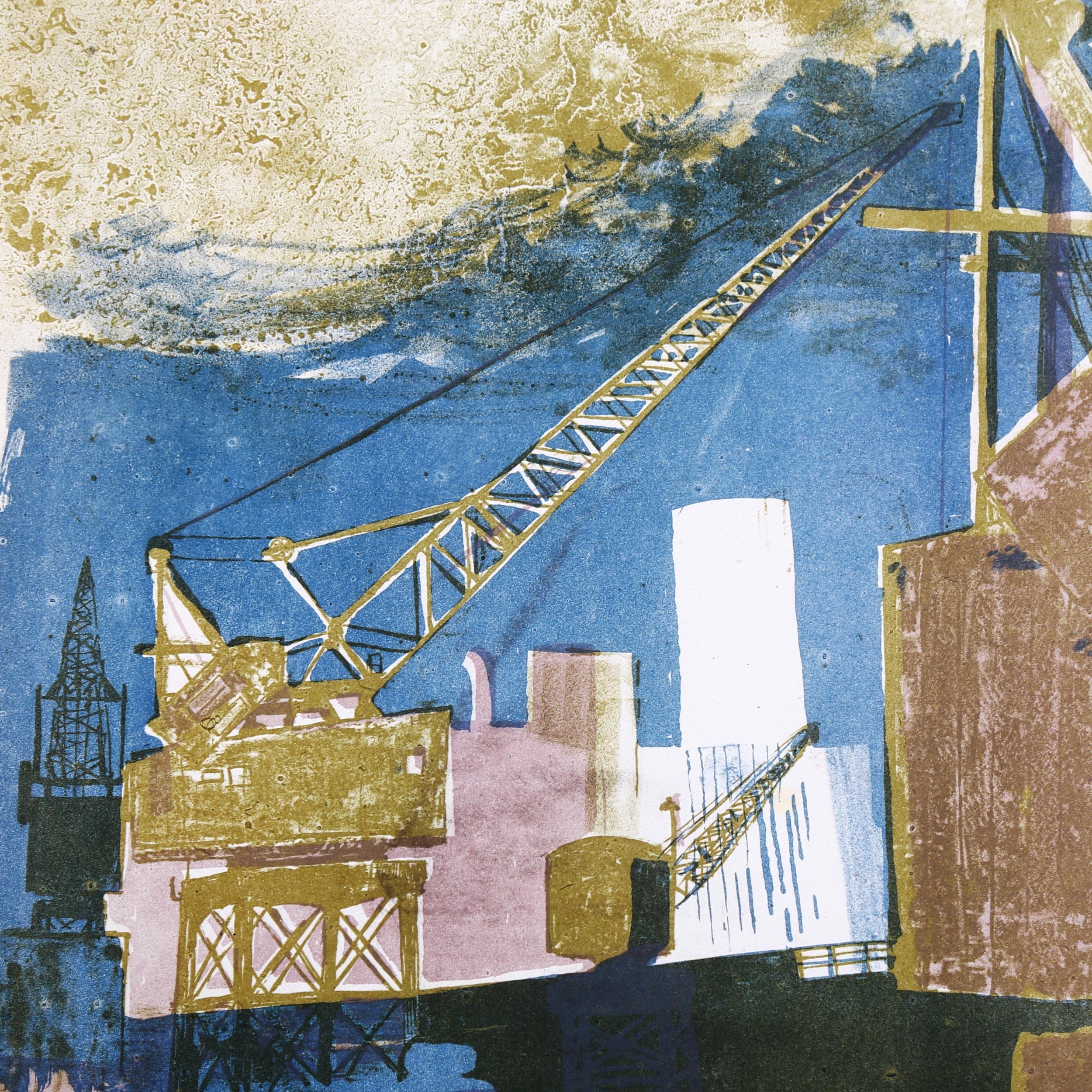 Barry Jones | a lithograph print of a dockyard scene (1962) | MutualArt