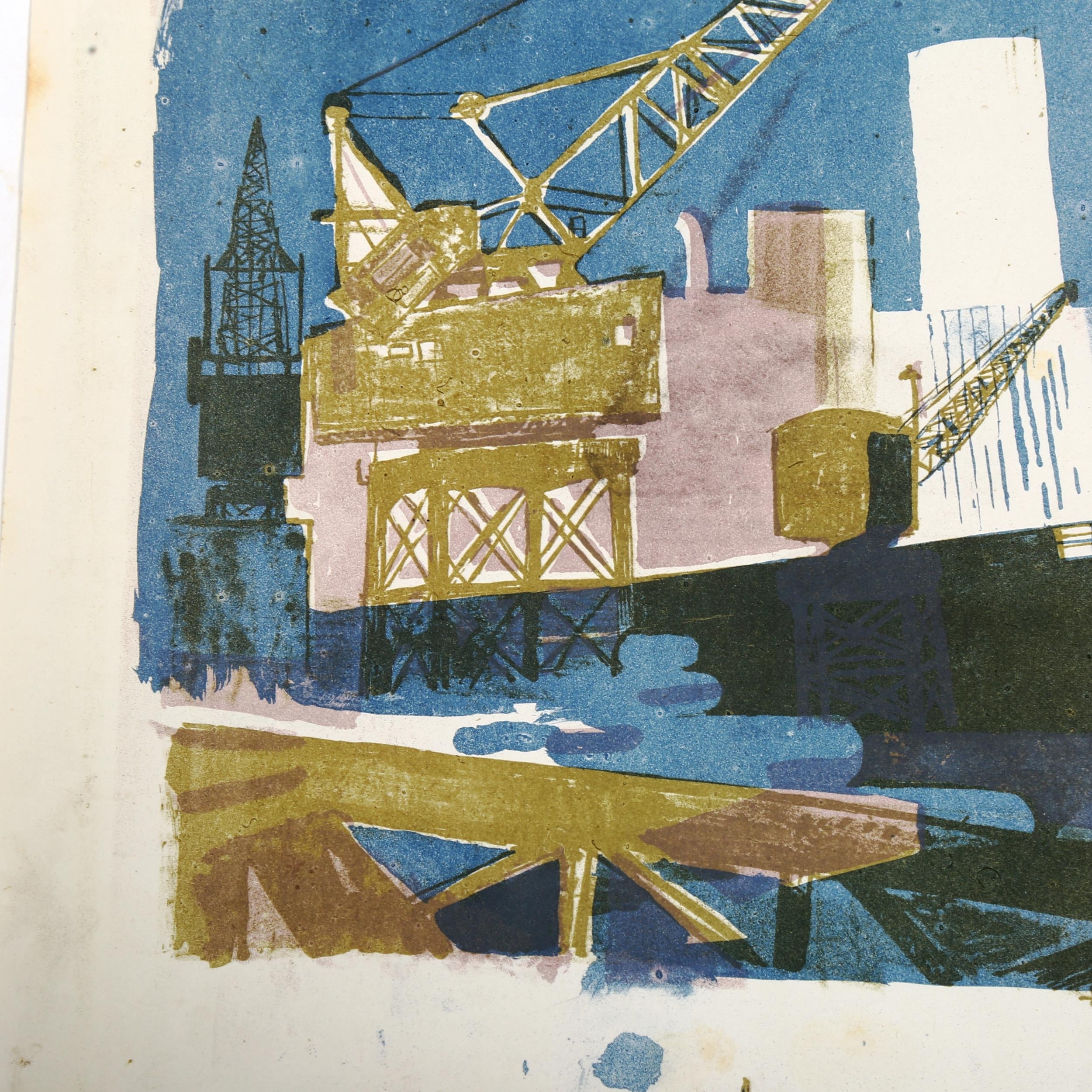 Barry Jones | a lithograph print of a dockyard scene (1962) | MutualArt