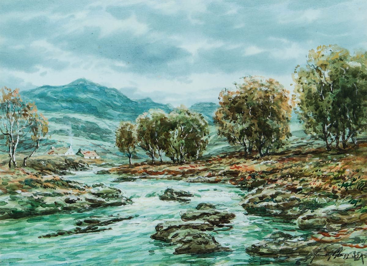 John Hamilton Glass | COTTAGES BY A RIVER | MutualArt