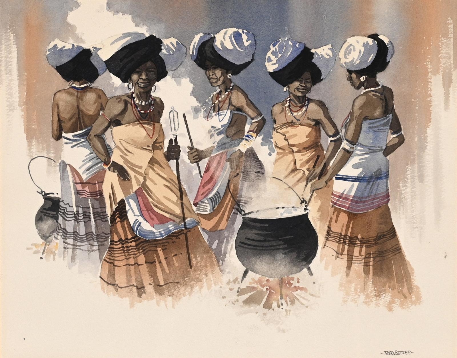 Theo Bester | Five Xhosa Women Cooking | MutualArt