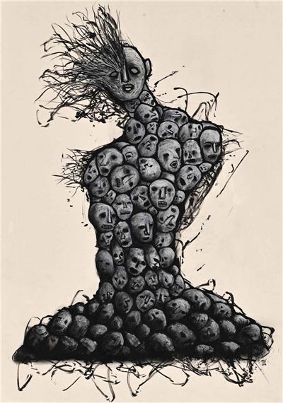 Morne Venter | Abstract Figure Built from Skulls (2016) | MutualArt