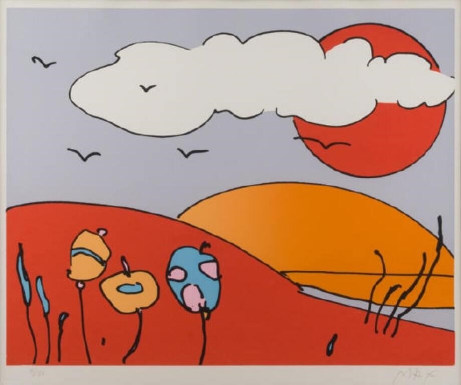 Peter Max | Sun Moon Landscape (1977) | MutualArt