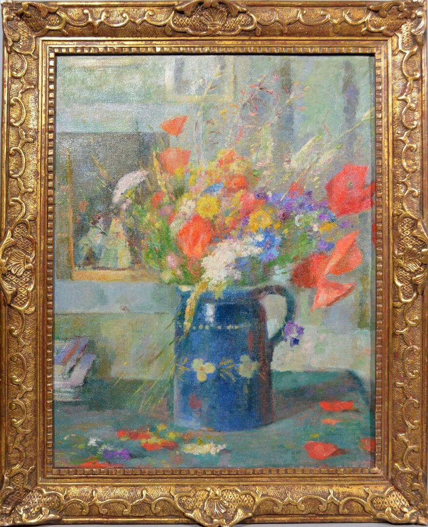 Robert Breitwieser | Bouquet dans un pot alsacien (1930) | MutualArt
