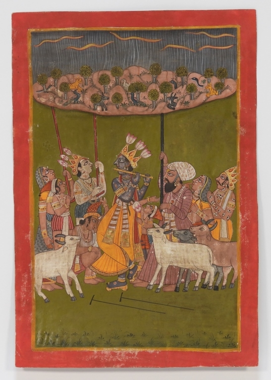 Pahari School | Indian Pahari School Krishna Miniature Painting (Early ...