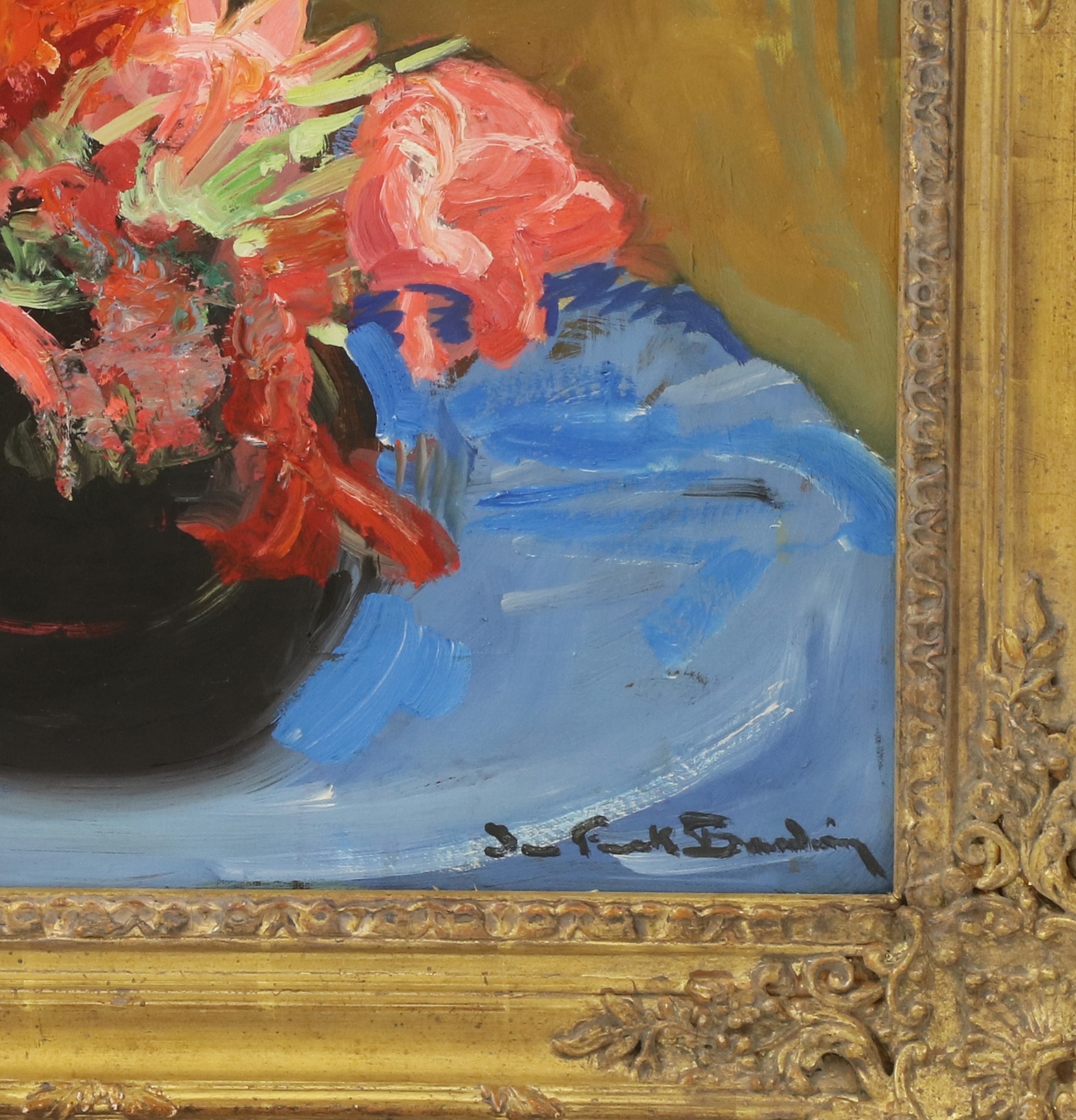 Jean-Franck Baudoin | Bouquet de Fleurs au vase noir | MutualArt