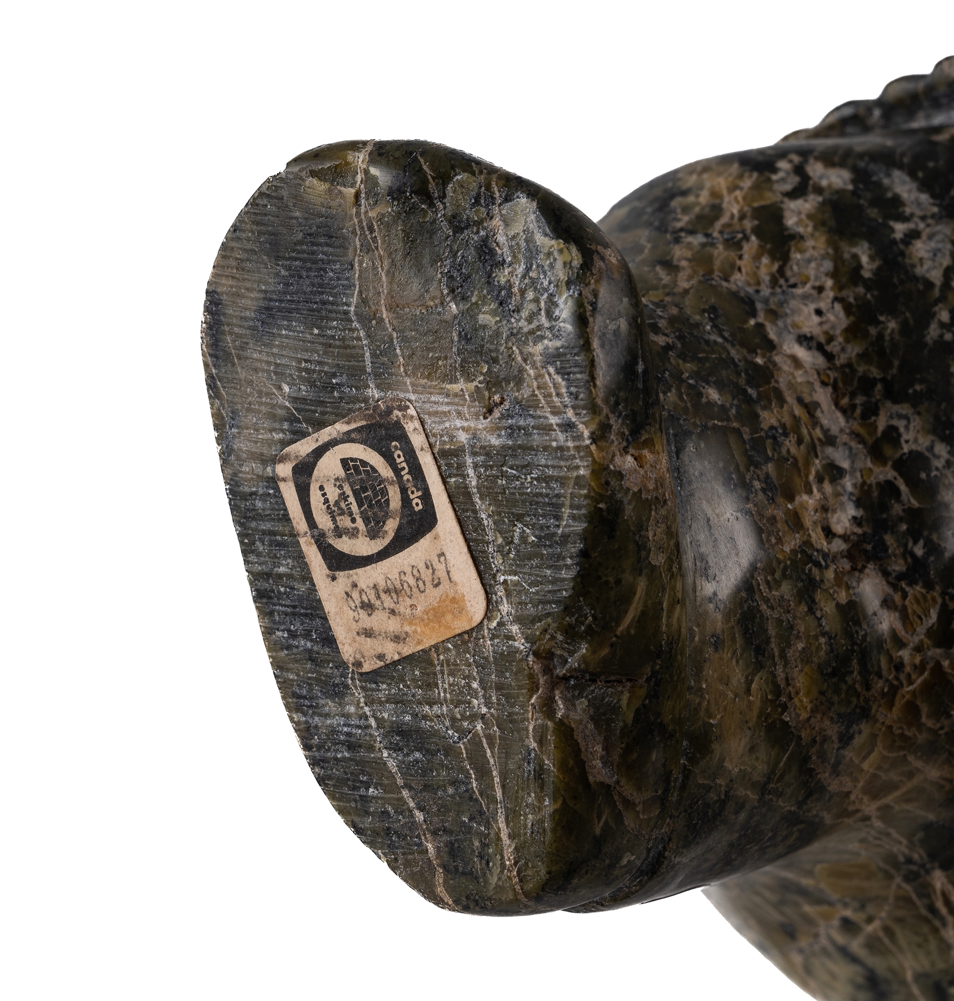 Enook Manomie | Serpentine Sculpture of an Inuit with Raised Arm ...